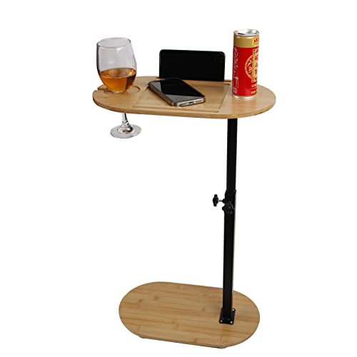Bathtub Trays,Height Adjustable Bathtub Tray for Luxury Bath,Bath Accessories & Table with Wine Glass Holder,Book Stand Bathroom Organizer,Wine Glass Holder. (Natural)