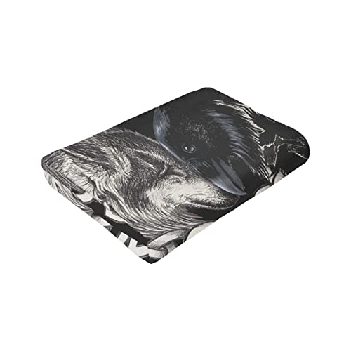 Fuevdvrri Viking Norse Wolf Raven Rune Mezcla Flannel Plush Soft Throw Blanket for Couch Cozy Lightweight Decorative