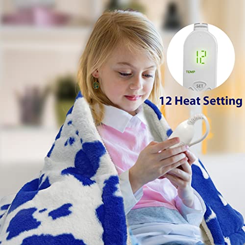 Weighted Heated Blanket,36" x 48" Small Weighted and Heated Throw Blankets, 5Lbs, Weighted Lap Blanket for Adults ,Children ,12 Heating Levels & 8 Timer, Machine Washable, for Teens and Kids