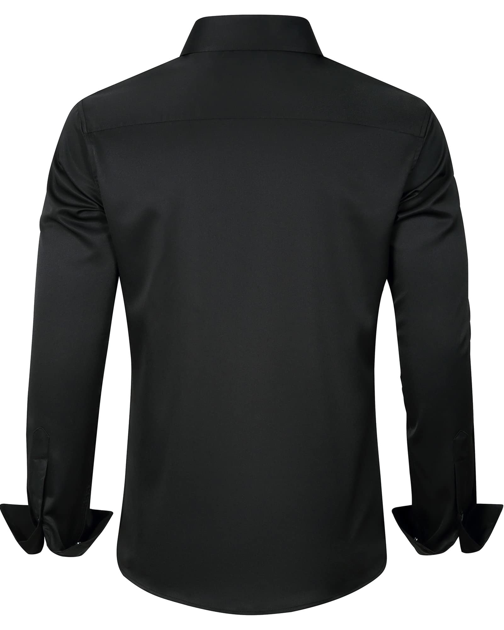 J.VER Men's Dress Shirts Solid Long Sleeve Stretch Wrinkle-Free Formal Shirt Business Casual Button Down Shirts Black