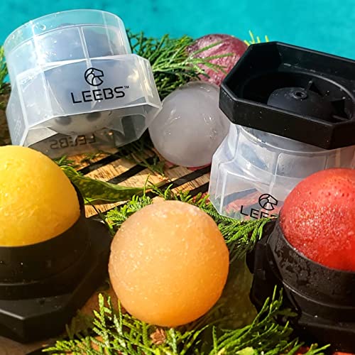 Sphere Ice Molds - 3 Pack Whiskey Ice Ball Mold - Silicone Freezer Press Ice Ball Maker Mold for Large Round Craft Whisky Ice Balls - Bourbon, Scotch, Old Fashioned, Cocktail Drinks - by LEEBS