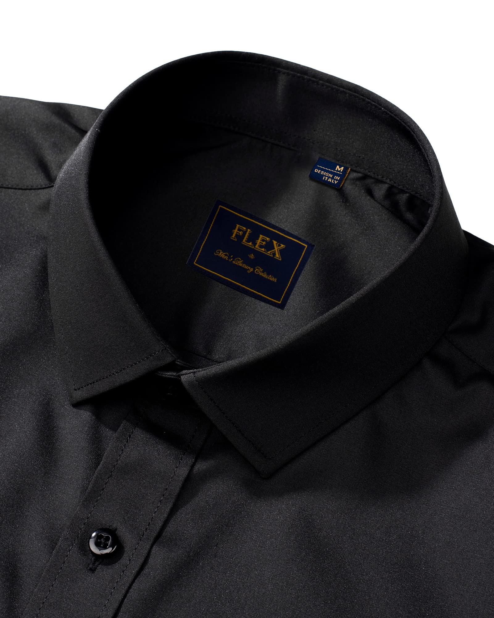J.VER Men's Dress Shirts Solid Long Sleeve Stretch Wrinkle-Free Formal Shirt Business Casual Button Down Shirts Black