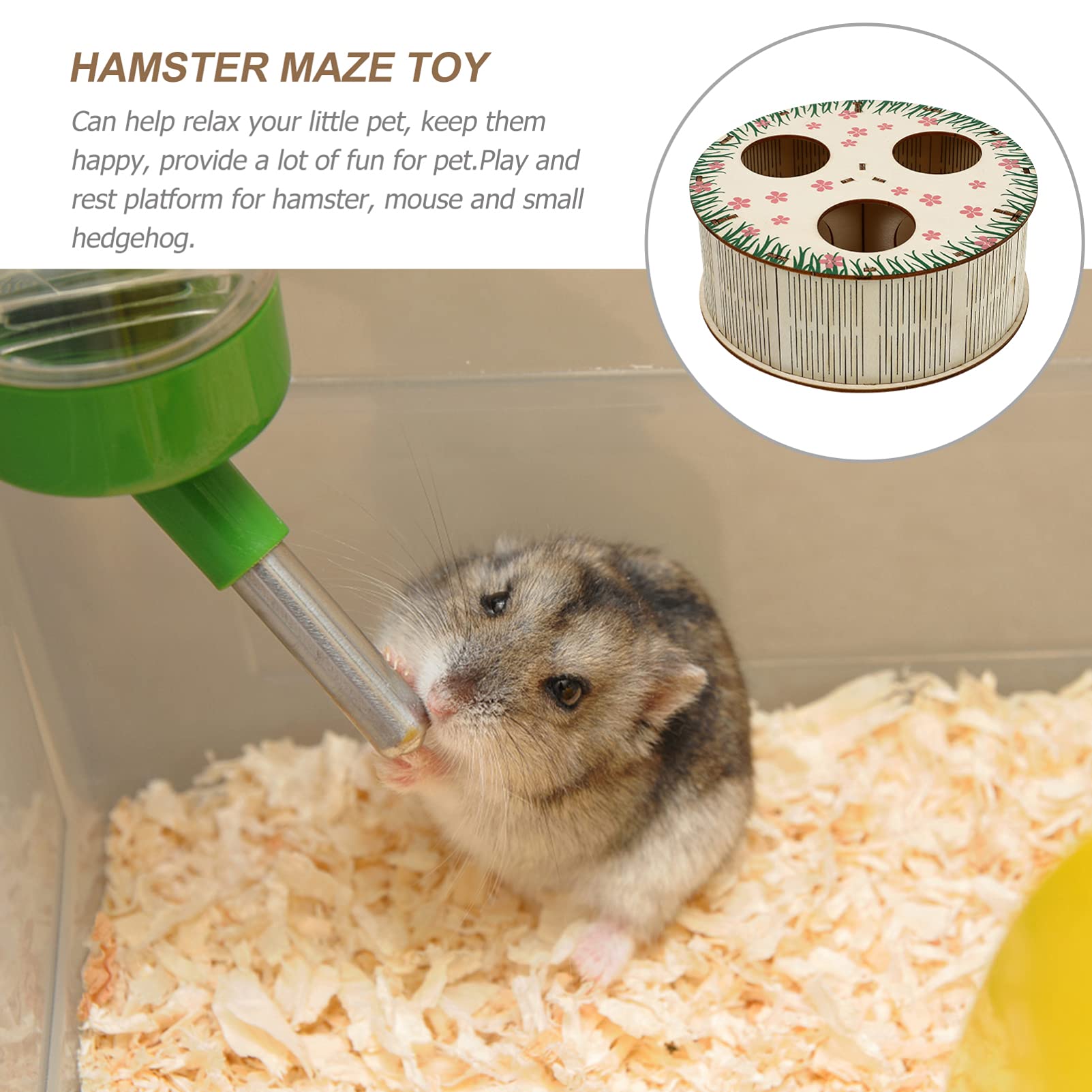 Hamster Tunnel Maze Toy Small Pets Wood Hideout Play Hut Animal Habitat House Exercising Toy Climbing Platform for Dwarf Hedgehog Rat Sugar Glider Gerbil