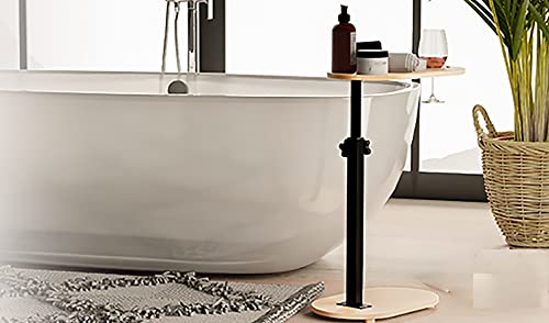 Bathtub Trays,Height Adjustable Bathtub Tray for Luxury Bath,Bath Accessories & Table with Wine Glass Holder,Book Stand Bathroom Organizer,Wine Glass Holder. (Natural)