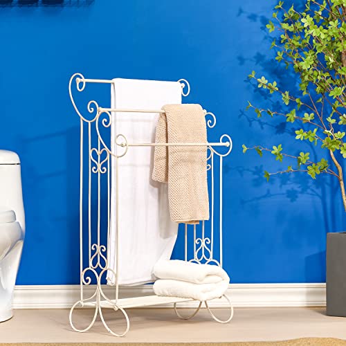 Standing Towel Racks for Bathroom 3 Bar Metal Towel Organizer Holder Stand with Storage Shelf Towel Drying Rack Freestanding for Bath Towels,Hand Towels,Washcloths, Bathroom Accessories