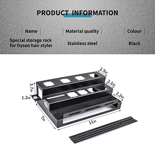 DALUOBO Storage Holder for Dyson Airwrap Curling Iron Styler Wall Mounted Rack Bracket Stand with Adhesive for Home Bathroom Organizer Black (B)