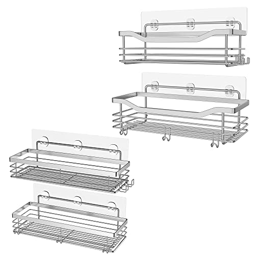 Orimade 2-Pack Adhesive Shower Caddy bundle with 2-Pack Shower Organizer