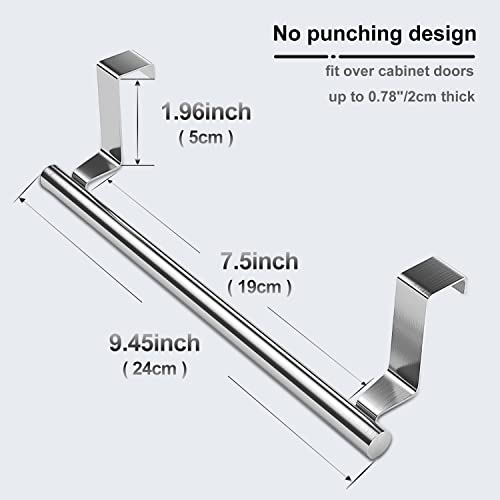 Steel Over The Door Towel Rack Bar 2 Pack, Towel Rack for Cabinet, LADYAMZ 9 Inch Kitchen Bathroom Towel Holder Storage for Bathroom Laundry Office Cupboard Door Holds Hand Dish Towels (Black+Silver)