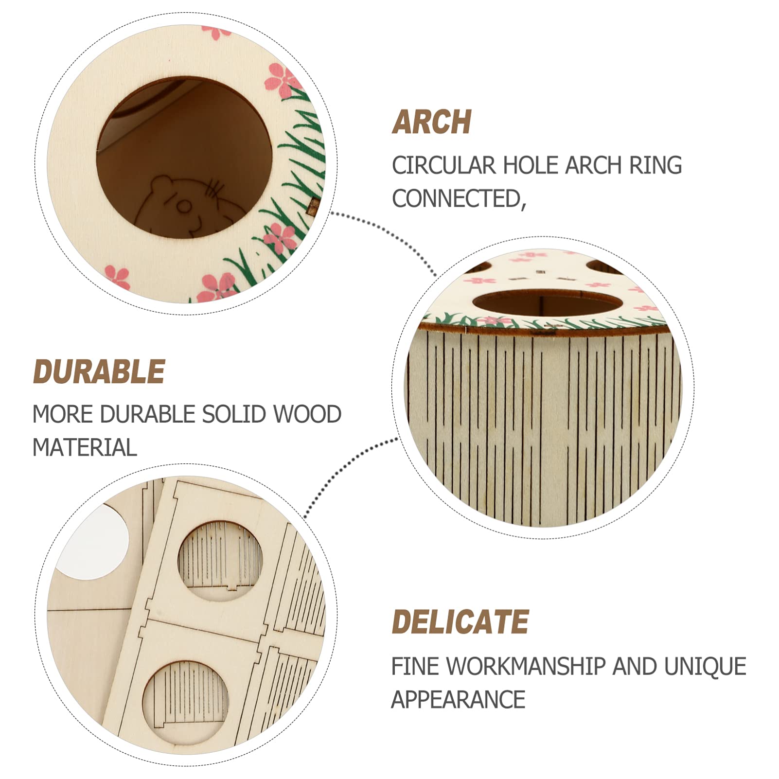 Hamster Tunnel Maze Toy Small Pets Wood Hideout Play Hut Animal Habitat House Exercising Toy Climbing Platform for Dwarf Hedgehog Rat Sugar Glider Gerbil