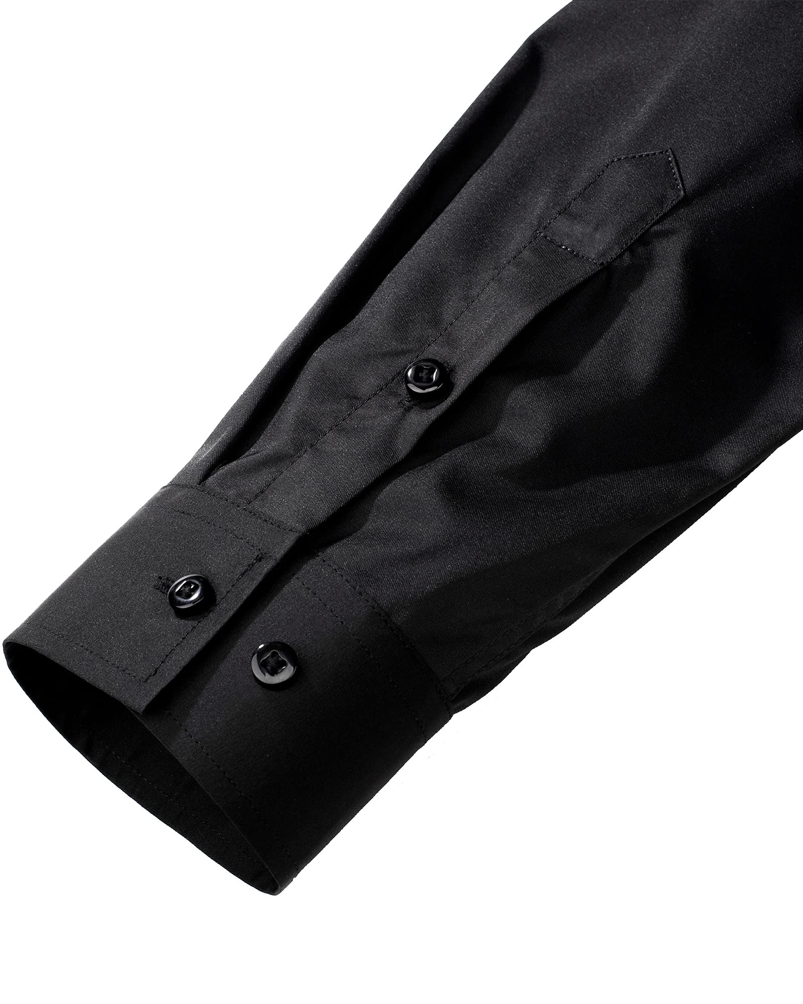 J.VER Men's Dress Shirts Solid Long Sleeve Stretch Wrinkle-Free Formal Shirt Business Casual Button Down Shirts Black