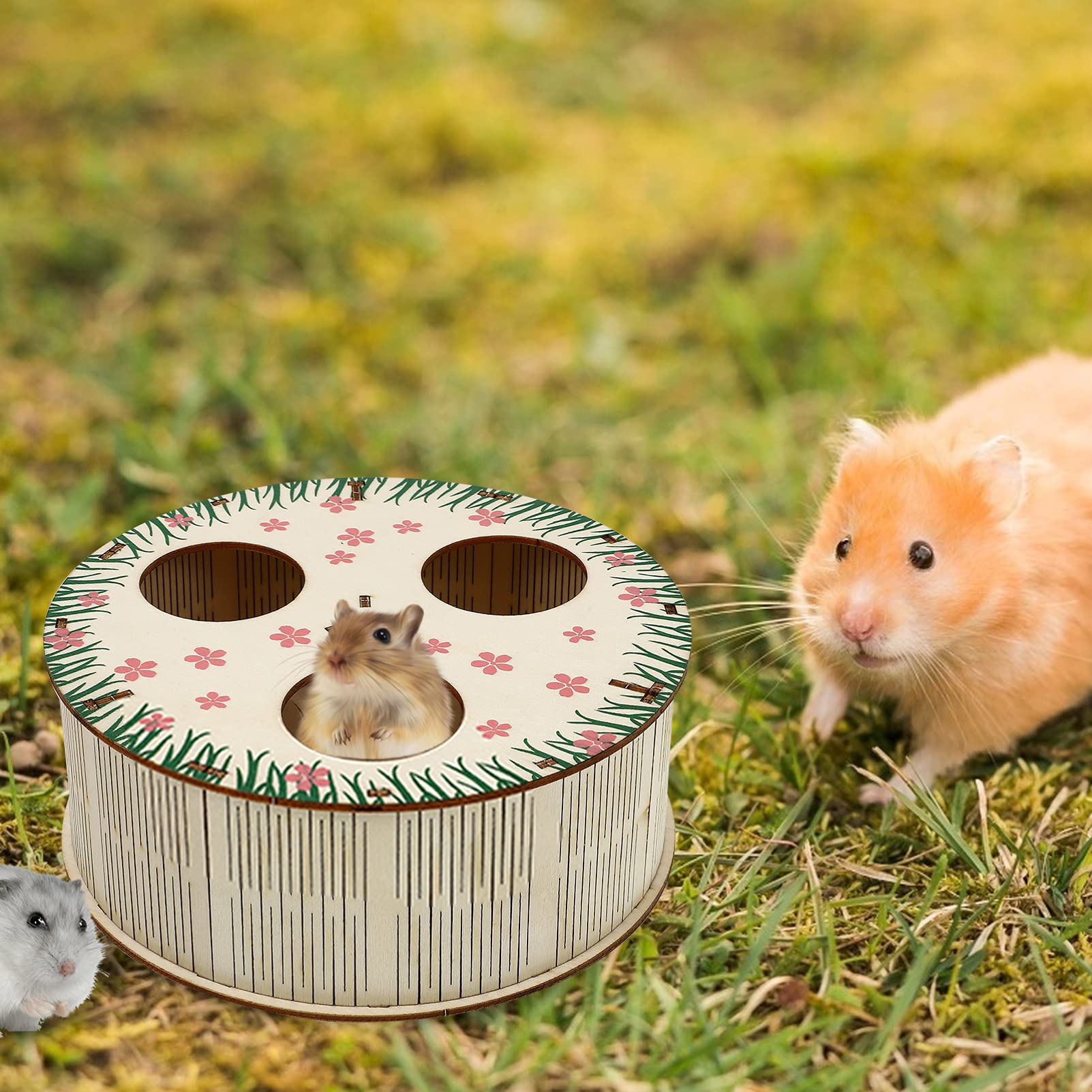 Hamster Tunnel Maze Toy Small Pets Wood Hideout Play Hut Animal Habitat House Exercising Toy Climbing Platform for Dwarf Hedgehog Rat Sugar Glider Gerbil