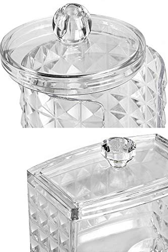Aeon Design Makeup Organizer Set Cotton Ball,Cotton Pad And Q Tip Holder Vanity Organizer-Storage Containers On Bathroom Counters-Bathroom Organizer-Easy Organization With Compact Unique Design-3 Pack