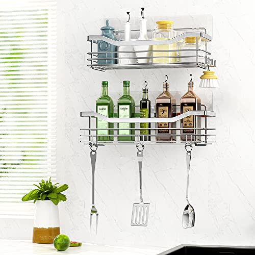 Orimade 2-Pack Adhesive Shower Caddy bundle with 2-Pack Shower Organizer