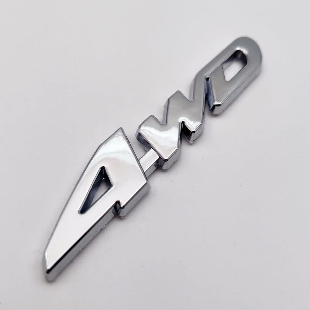 1Pcs Chrome Metal 4WD Rear Tailgate Trunk Badge 4x4 Car SUV Emblem Sticker Decal (Silver)