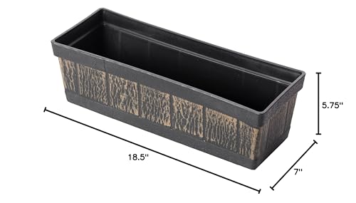Gardenised Outdoor and Indoor Rectangle Trough Plastic Planter Box, Vegetables or Flower Planting Pot, Brown Small