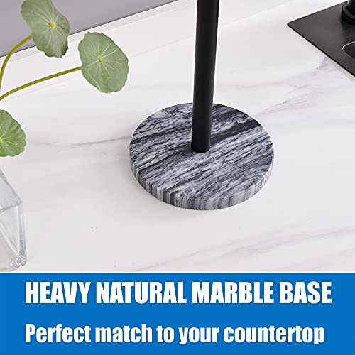 neutral brand Countertop Towel Rack with Heavy Marble Base T-Shape Bathroom Hand Towel Holder Stand SUS304 Stainless Steel, Dual Washcloth Display (Black)