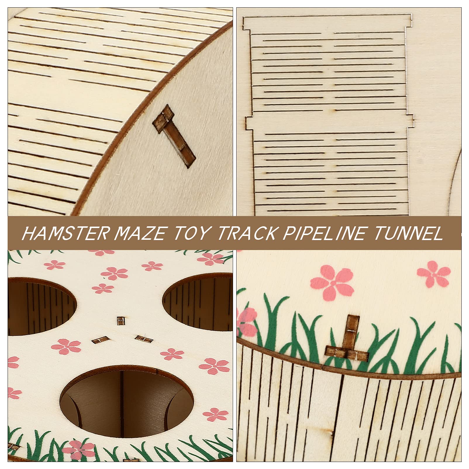 Hamster Tunnel Maze Toy Small Pets Wood Hideout Play Hut Animal Habitat House Exercising Toy Climbing Platform for Dwarf Hedgehog Rat Sugar Glider Gerbil