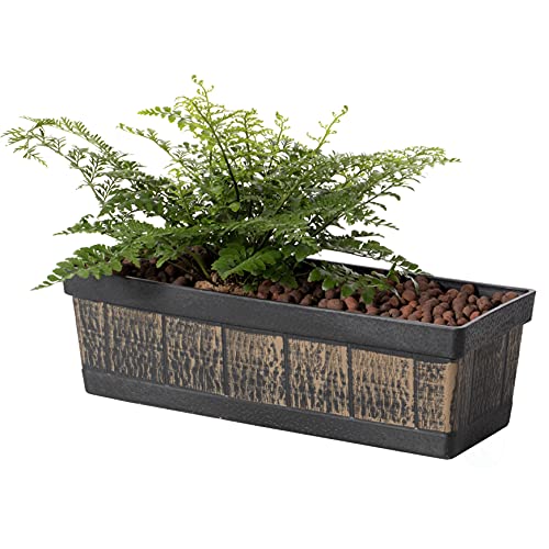 Gardenised Outdoor and Indoor Rectangle Trough Plastic Planter Box, Vegetables or Flower Planting Pot, Brown Small