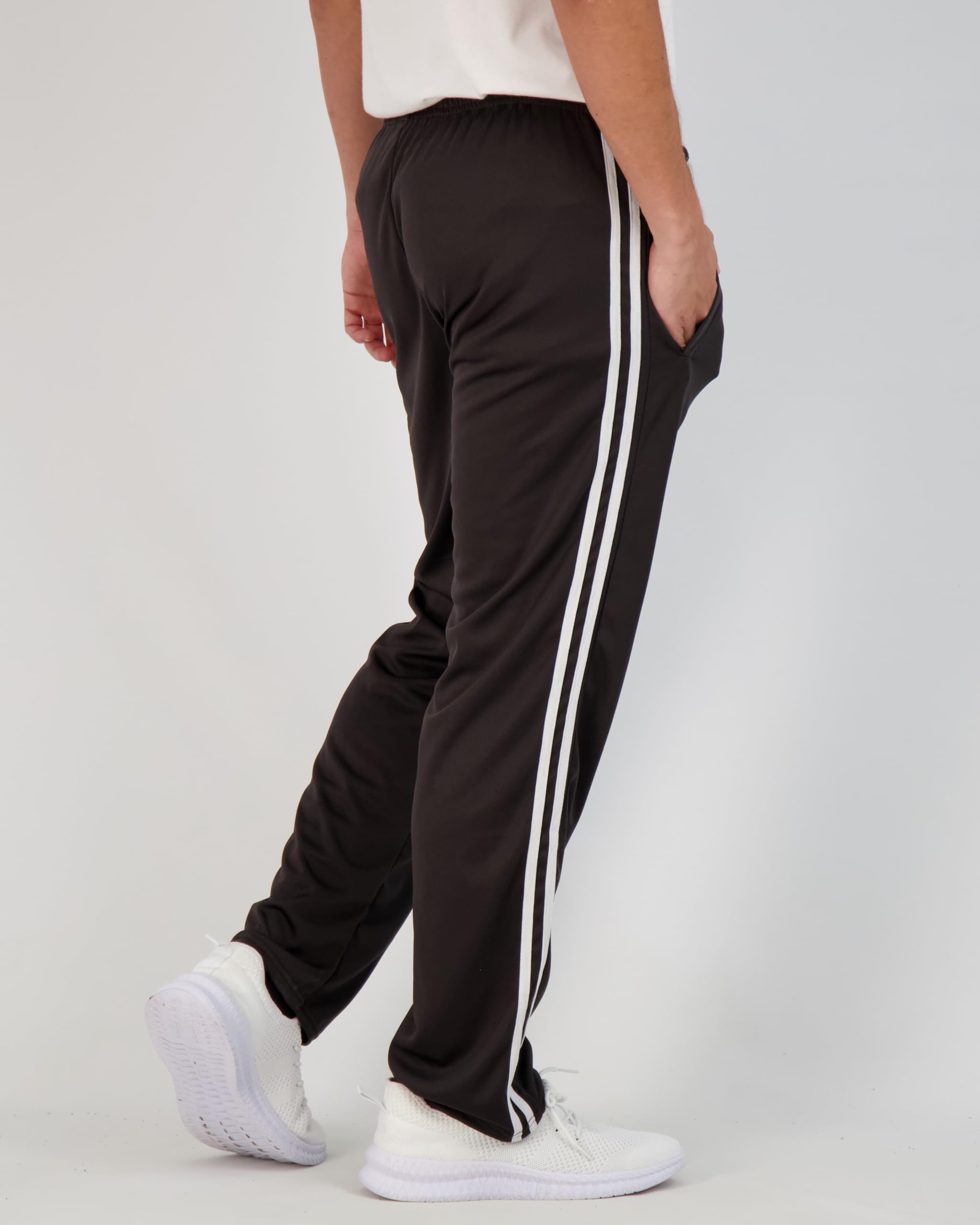 Real Essentials Men's Mesh Athletic Active Gym Workout Open Bottom Sweatpants Pockets Sports Training Soccer Track Running Casual Lounge Comfy Jogging Quick Dry Drawstring Pants- Set 5, M,Pack of 3