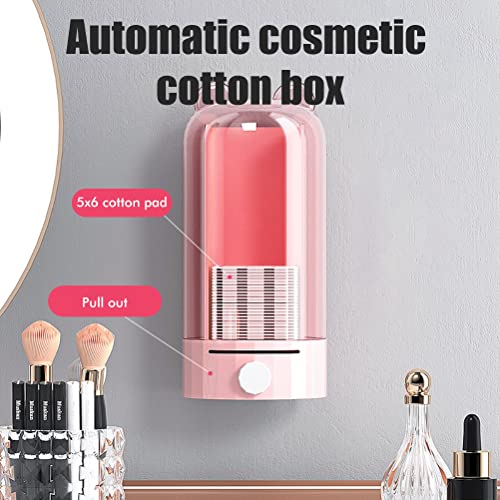OHEPFD Automatic Cotton Pad Holder, Cosmetic Cotton Pad Dispenser Press Out Makeup Cotton Square Holder Dispenser Makeup Cotton Pad Organizer Rack,18*8.6cm