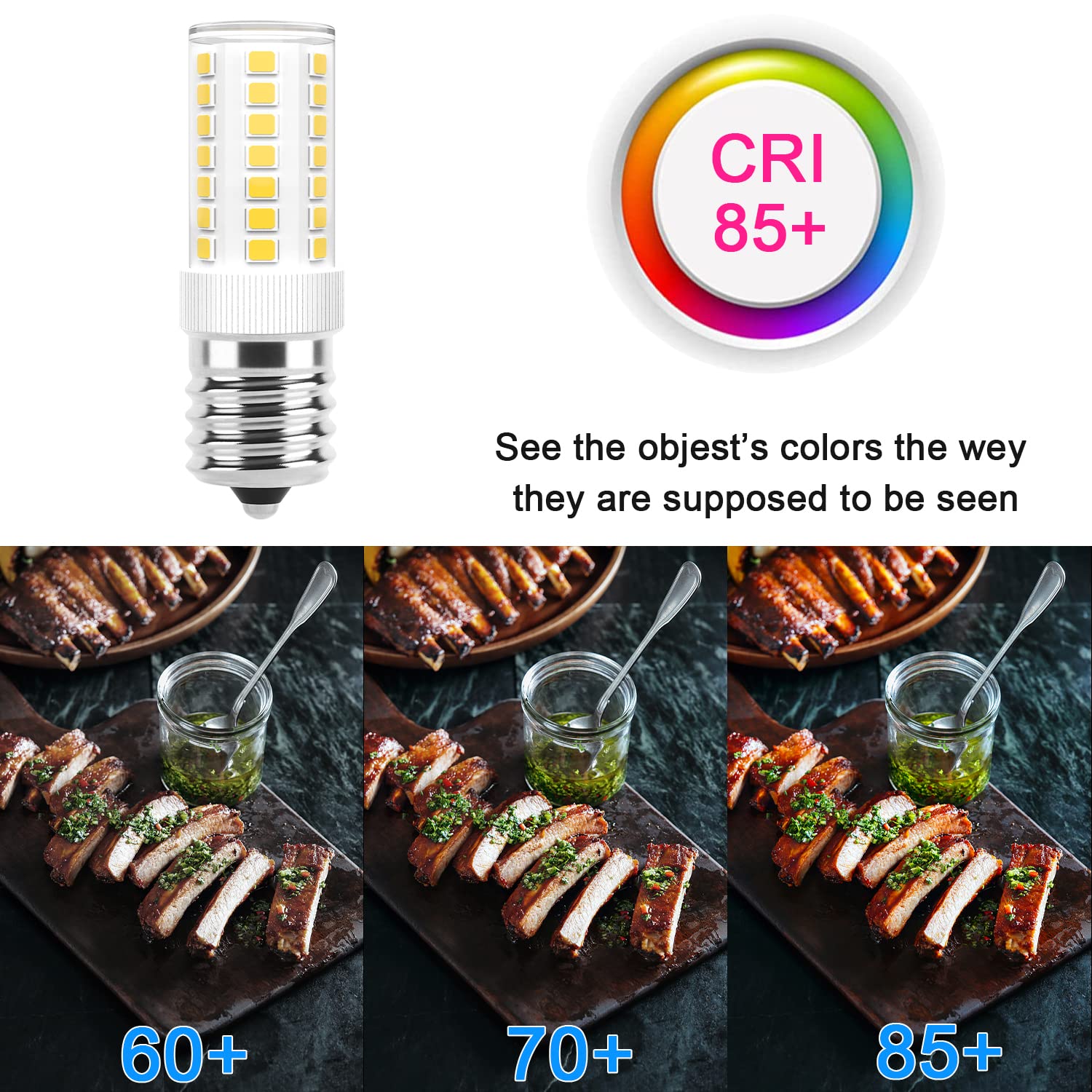 E17 LED Bulbs Dimmable 5W Microwave Over Stove Bulb, 40W Incandescent Equivalent, Daylight White 6000K, Fit for Whirlpool Maytag GE Kenmore LG Microwaves, Replaces 8206232A 1890433 AP4512653, 2 Pack
