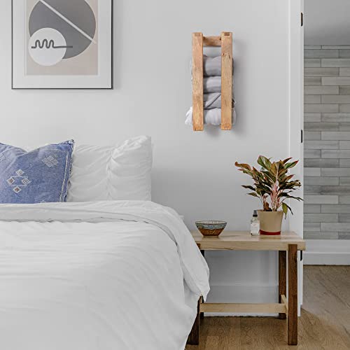 Crafted Home Goods Wall Mounted Towel Rack Towel Storage or Blanket Rack, 23" Mango Wood Towel Shelf for Bathroom - Towel Storage for Small Bathroom, Blanket Wall Rack or Rolled Towel Blanket Shelf