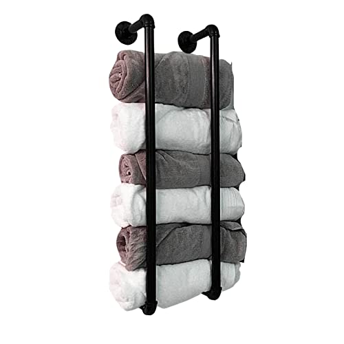 Baru Decor - Industrial Pipe Towel Rack 32 Inch, Black Powder Coated, Farmhouse Bathroom Towel Storage, Holder Bathroom Wall Towel Rack, Bathroom Organization, Bath Towel Holder