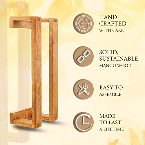 Crafted Home Goods Wall Mounted Towel Rack Towel Storage or Blanket Rack, 23" Mango Wood Towel Shelf for Bathroom - Towel Storage for Small Bathroom, Blanket Wall Rack or Rolled Towel Blanket Shelf