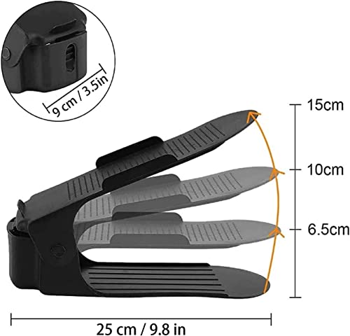 KUNIJIWA 10Pcs Shoe Slots Space Saver, Adjustable Shoe Stacker Space Saver, Stackable Shoe Organizer for Closet, Adjustable Double Deck Shoe Rack Holder, Shoe Slots Space Saver