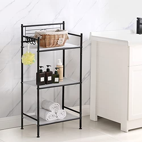 MallBoo 3 -Tier Over-The-Toilet Bathroom Spacesaver and 3 -Tier Standing Bathroom Shelves(Black)