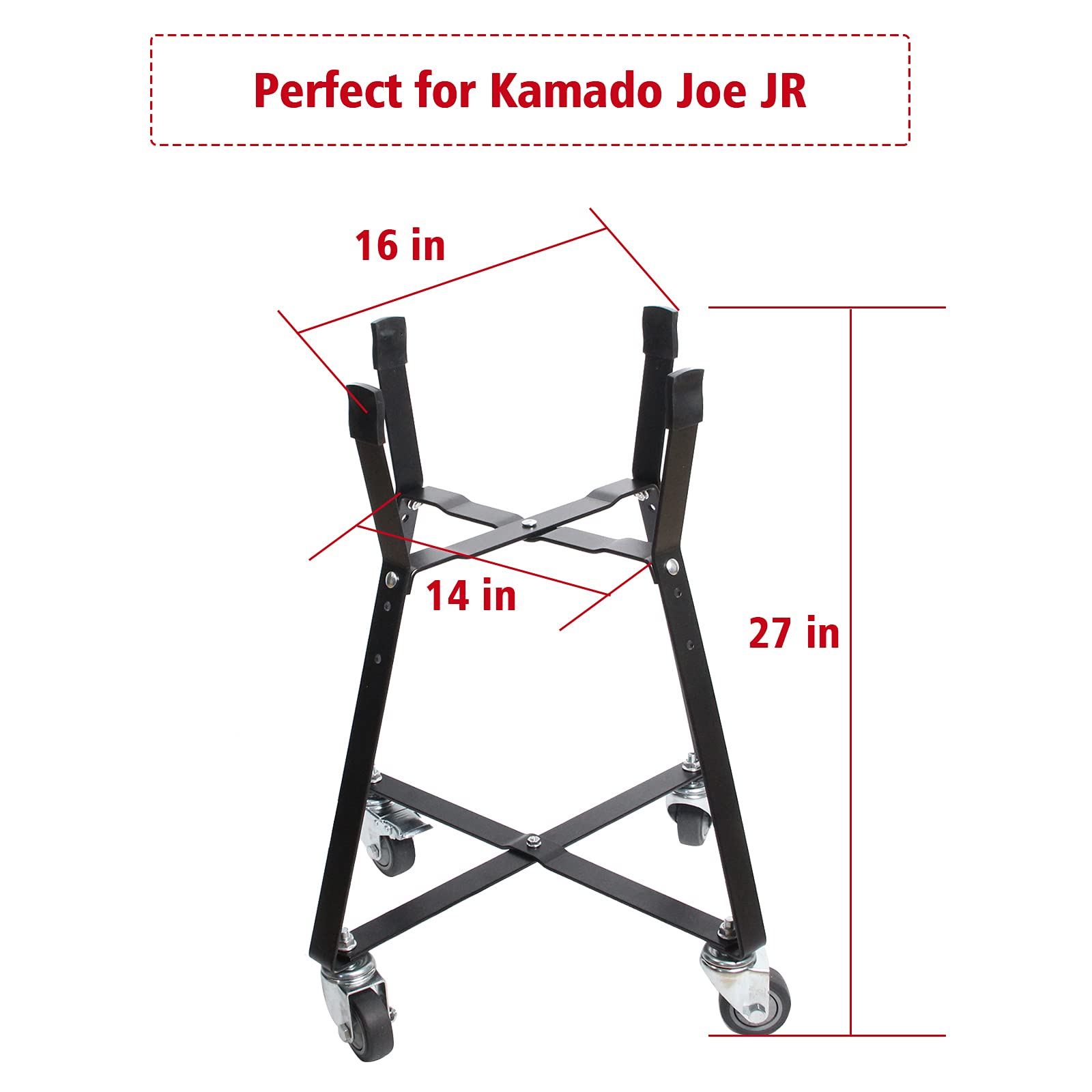 Rolling Cart for Kamado Joe Junior Accessories,Kamado Joe Rolling Nest with Heavy Duty Locking Caster Wheels Powder Coated Steel Rolling Outdoor Cart for Kamado Joe Junior Grill Stand