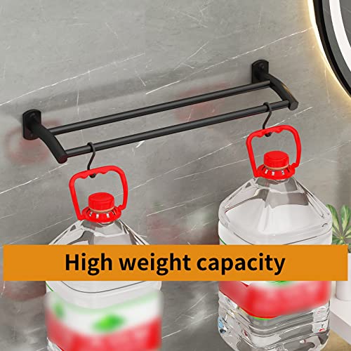 16" Towel Holder for Bathroom Wall Mounted, Matte Black Towel Rack, Double Towel Bar