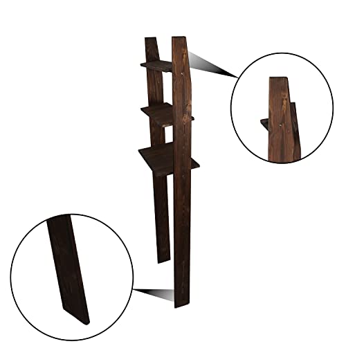 GENESIS WOODESIGN Over The Toilet Bathroom Organizer Shelves, 3-Tier Freestanding Above Toilet Storage Ladder Shelf, Standing Space Saver Behind Toilet Small Bathroom Organizer (Walnut)