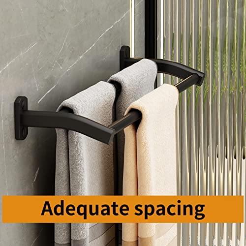 16" Towel Holder for Bathroom Wall Mounted, Matte Black Towel Rack, Double Towel Bar