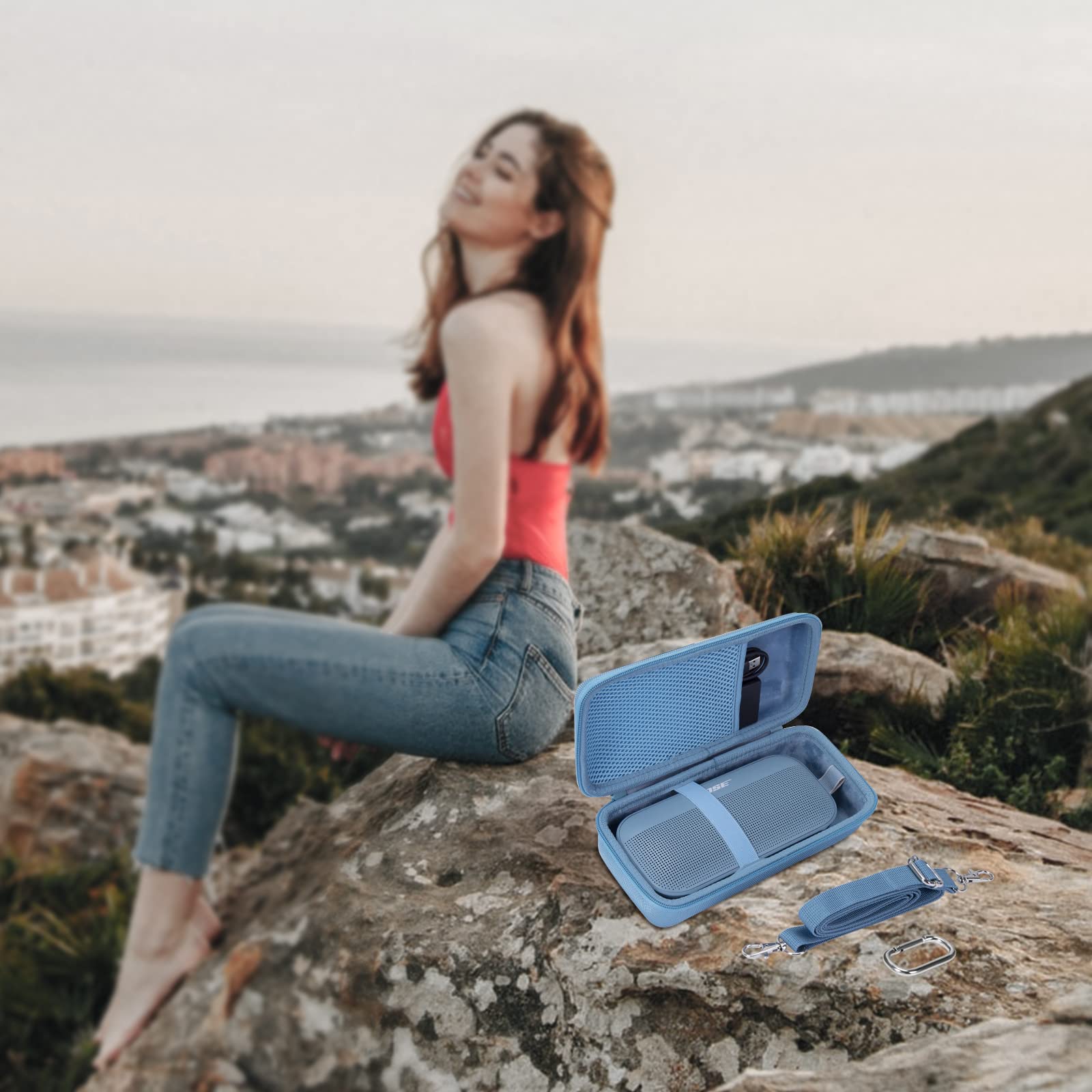 co2CREA Hard Travel Case Replacement for Bose New SoundLink Flex 2nd Gen/Bose SoundLink Flex Bluetooth Portable Speaker (Stone Blue Case)