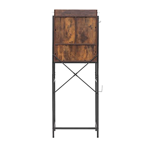 Iwell Over The Toilet Storage Cabinet, Tall Over Toilet Bathroom Organizer with Adjustable Shelf & Paper Hooks, Freestanding Bathroom Space Saver, 66.9''H, Rustic Brown