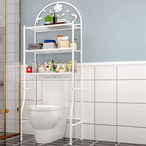 MONIPA Bathroom Shelf Over Toilet Above Toilet Storage Over-The-Toilet Storage 3-Tier Space Saver Organizer Rack, Stable Freestanding Anti-Tilt Shelf for Laundry, Balcony, Porch (White)