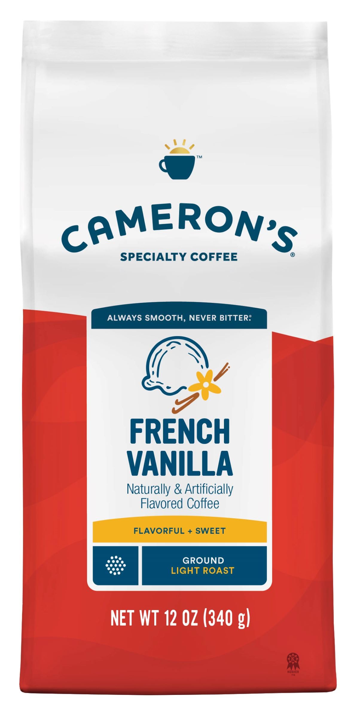 Cameron's Coffee Roasted Ground Coffee Bag, Flavored, French Vanilla, 12 Ounce, Pack of 6