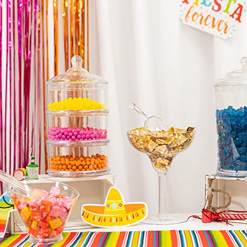DecorFest 3-Tier Stackable Plastic Candy Jar with Lid Premium Acrylic Plastic BPA-Free, Decorative Canister Organizer Apothecary – 6” Diameter x 12”H - Clear