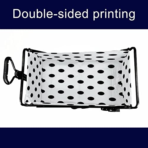 Collapsible Wagon Cart Seamless White with Black dot Decorative Good for Printing Foldable Utility Wagon Large Capacity Garden Cart with Push Bar for Beach Camp Outdoor Shopping