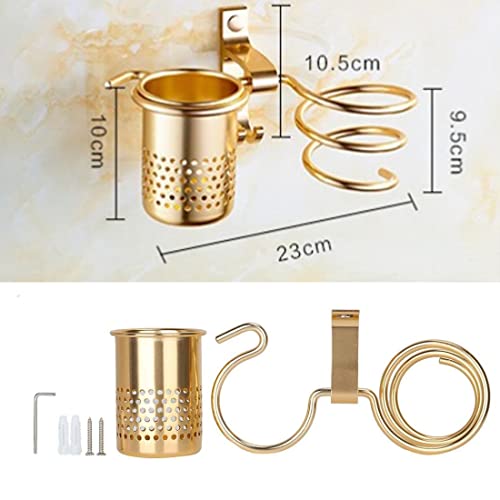 Hair Dryer Holder, Space Aluminum Wall Mounted Hair Dryer Holder Spiral Hair Care Tools Hanging Rack Organizer for Blow Dryer Comb (#2)