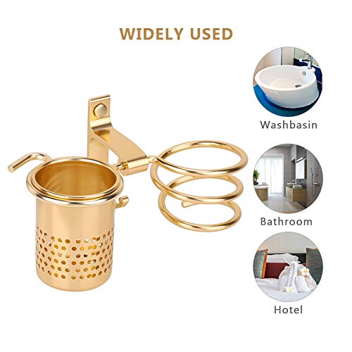 Hair Dryer Holder, Space Aluminum Wall Mounted Hair Dryer Holder Spiral Hair Care Tools Hanging Rack Organizer for Blow Dryer Comb (#2)