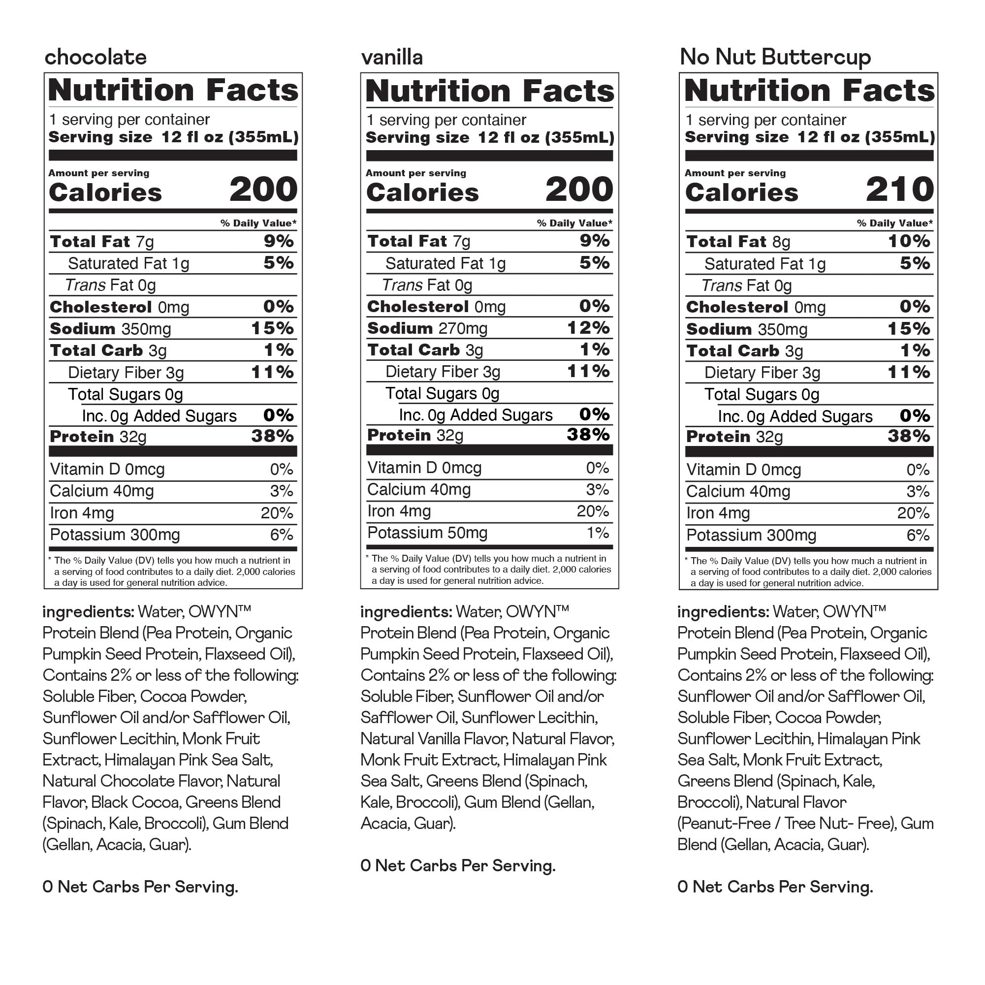 OWYN Only What You Need Pro Elite Vegan High Protein Keto Shake, 32g Protein, 9 Amino Acids, Omega-3, Prebiotics, Workout and Recovery, 0g Net Carbs, Zero Sugar (Variety, 12 Fl Oz (Pack of 12))