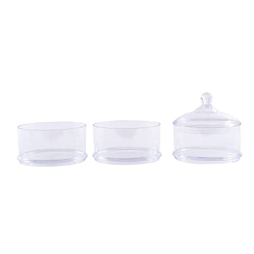 DecorFest 3-Tier Stackable Plastic Candy Jar with Lid Premium Acrylic Plastic BPA-Free, Decorative Canister Organizer Apothecary – 6” Diameter x 12”H - Clear