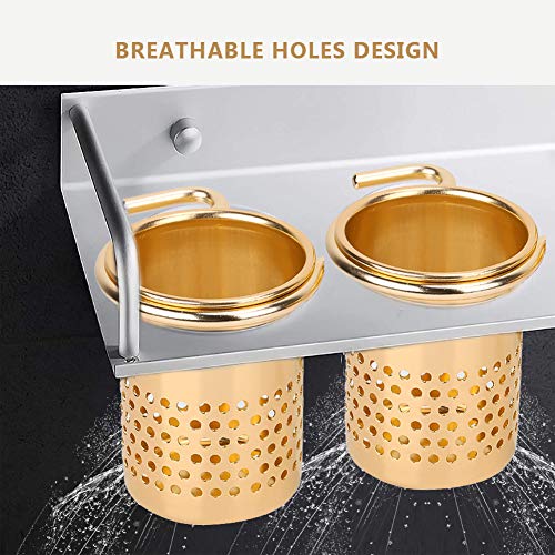Hair Dryer Holder, Space Aluminum Wall Mounted Hair Dryer Holder Spiral Hair Care Tools Hanging Rack Organizer for Blow Dryer Comb (#2)