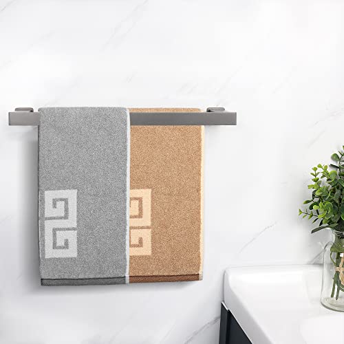 NearMoon Double Bath Towel Bar, Bathroom Accessories-Premium Thicken Space Aluminum Square Shower Towel Rack for Bathroom/Kitchen, Towel Holder Wall Mounted (24 Inch, Grey)