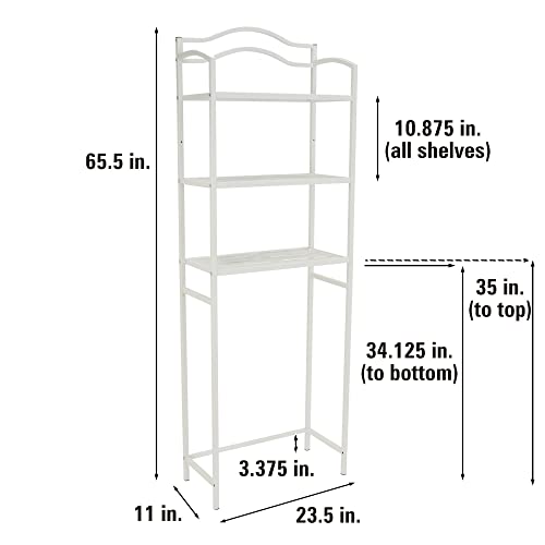 Household Essentials 3-Tier Metal Over the Toilet Bathroom Storage Shelf, White