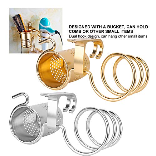 Hair Dryer Holder, Space Aluminum Wall Mounted Hair Dryer Holder Spiral Hair Care Tools Hanging Rack Organizer for Blow Dryer Comb (#2)