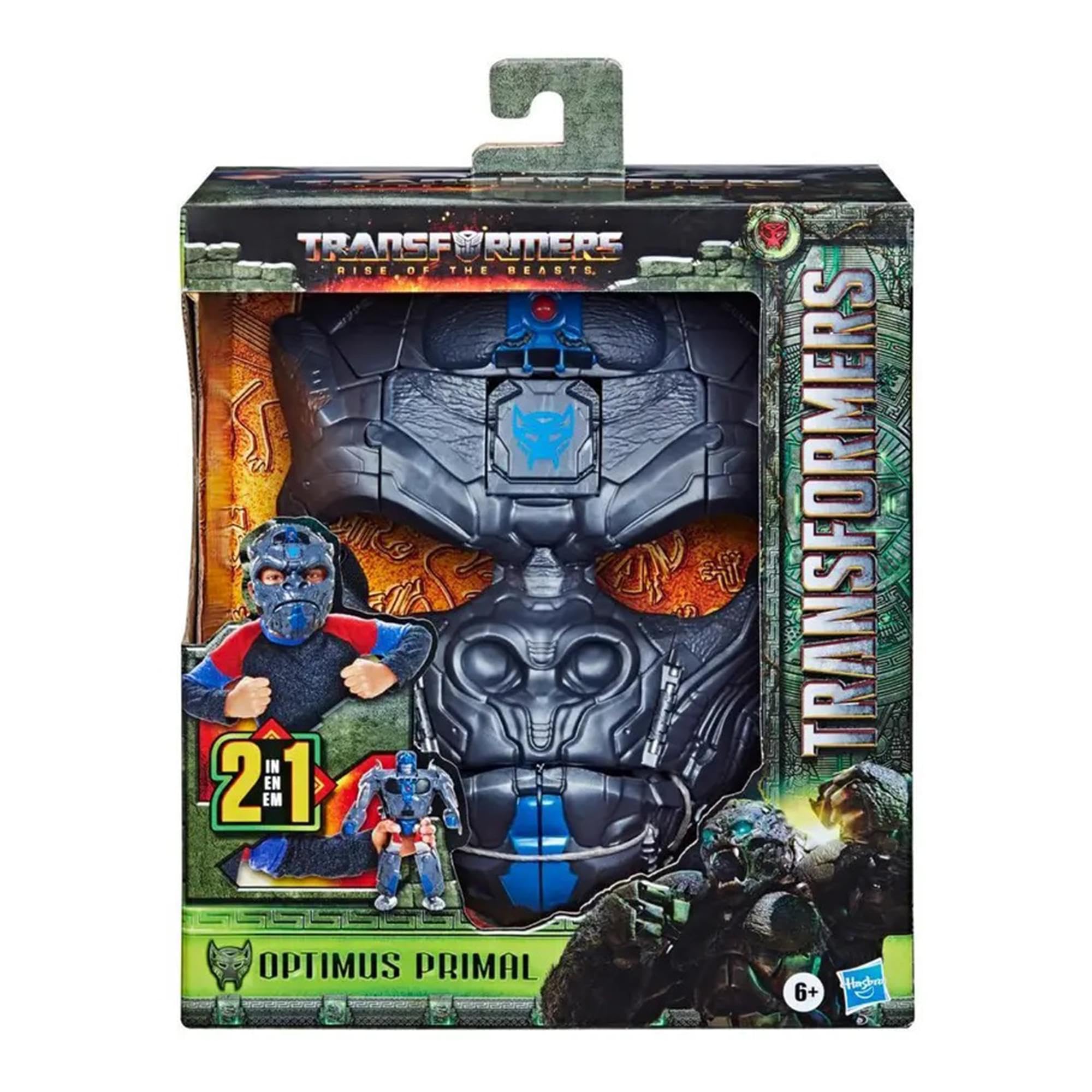 Transformers Rise of the Beasts Movie Optimus Primal, 2-in-1 Converting Roleplay Mask Action Figure Toy, 6+ Years, 9-inch