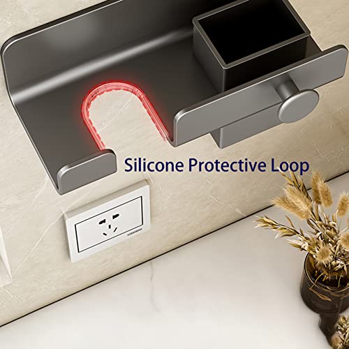 LUYU Nail-Free Glue Adhesive Hair Dryer Holder Wall Mount,Hair Tool Organizer for Bathroom ,Aluminum Alloy Multi-Functional Hair Dryer Rack for Dyson Supersonic(Aluminum Grey)